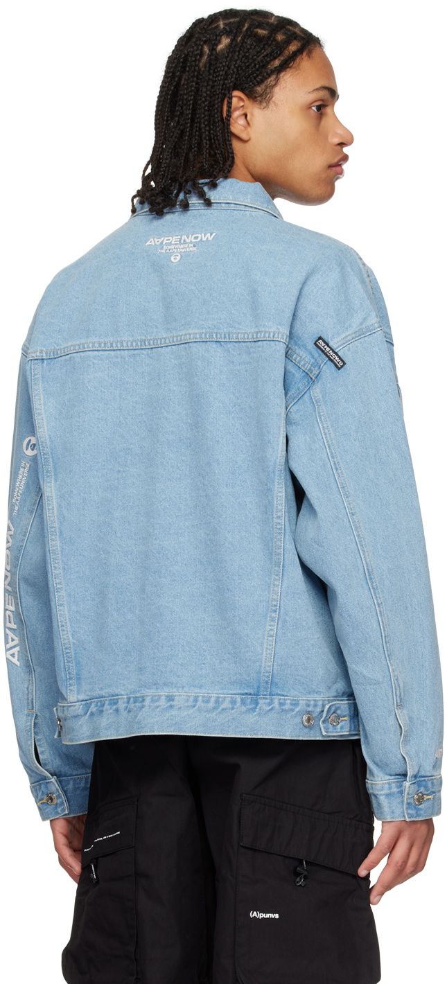 AAPE by A Bathing Ape Blue Button Denim Jacket AAPE by A Bathing Ape