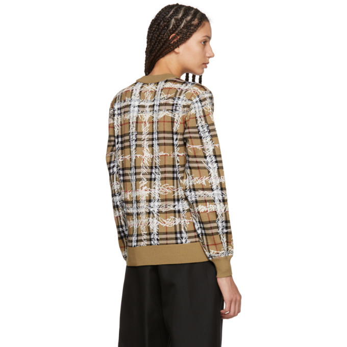 Burberry Beige Wool Check Sweater Burberry