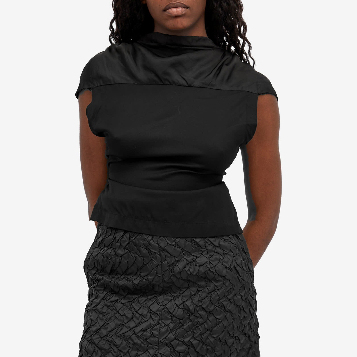 TOGA Women's Mix garment dye blouse in Black Toga Pulla