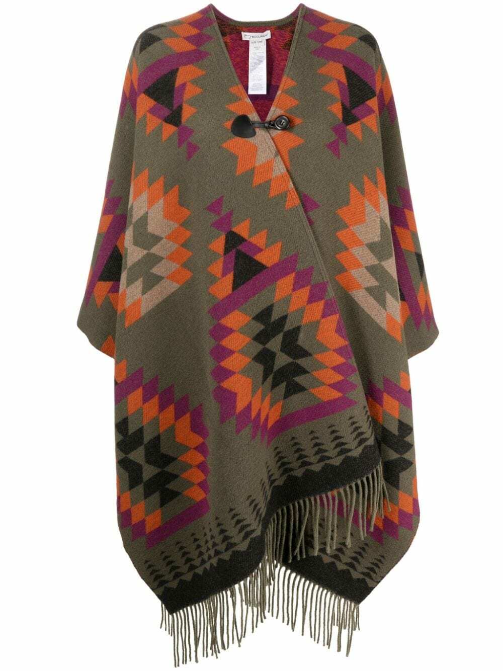 WOOLRICH - Geometric Print Wool Blend Cape Woolrich