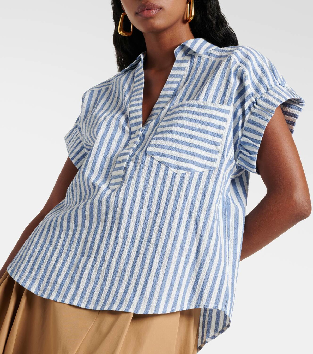 Veronica Beard Almera Striped Cotton Shirt Veronica Beard