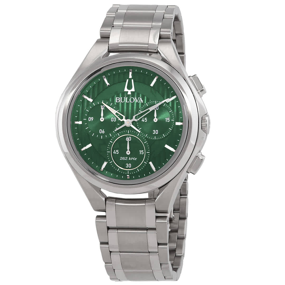 Bulova Curv Chronograph Quartz Green Dial Mens Watch 96A297 Bulova