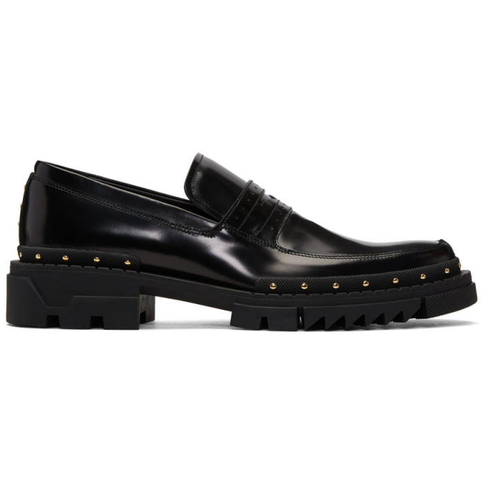Versace Black Studded Loafers Versace