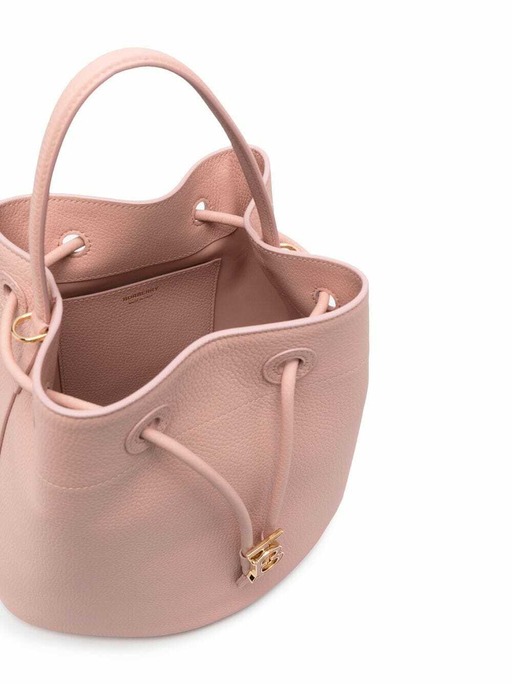 BURBERRY - Small Leather Drawstring Bucket Bag Burberry