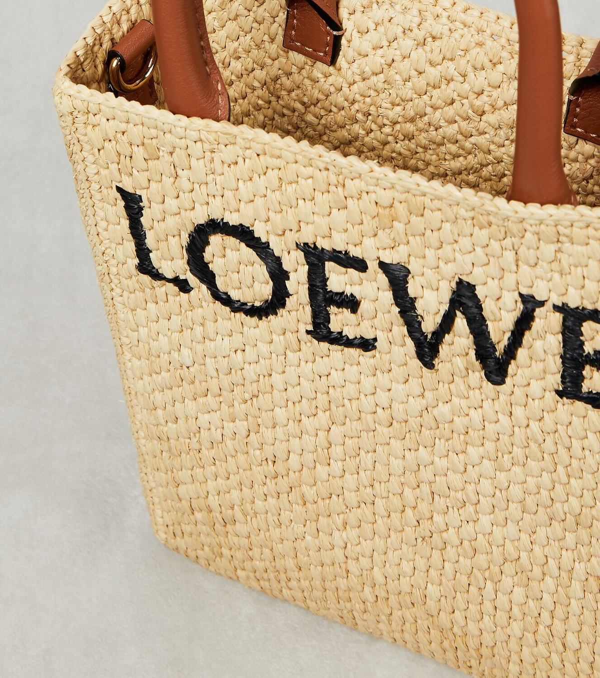 Loewe - Leather-trimmed raffia tote bag Loewe