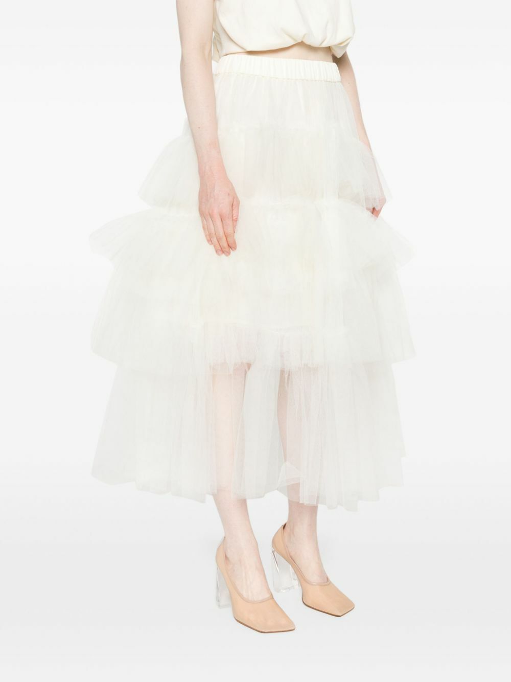 Simone Rocha White Ruffled Tiered Tulle Skirt Simone Rocha