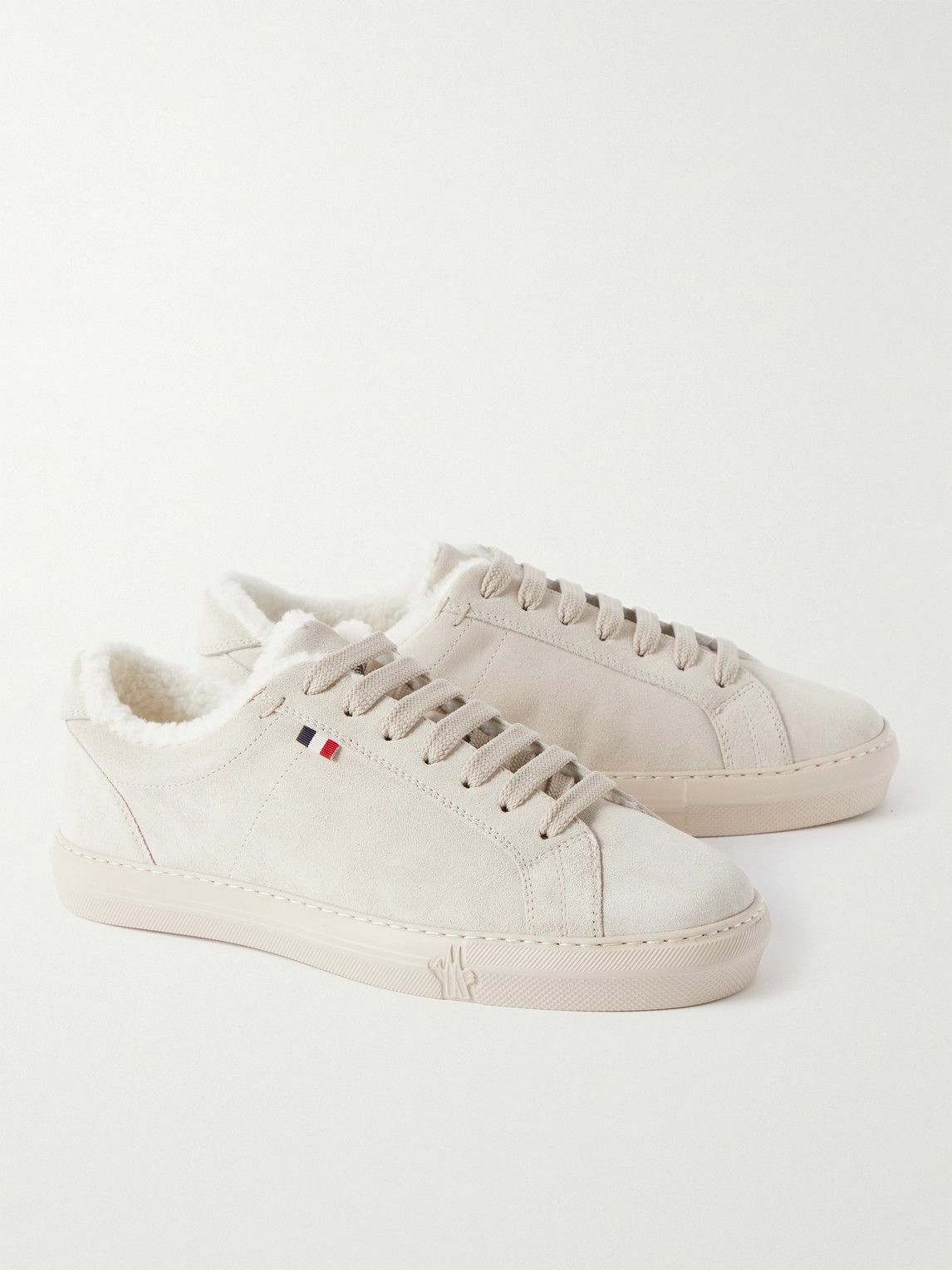 Moncler - New Monaco Shearling-Lined Suede Sneakers - Neutrals Moncler