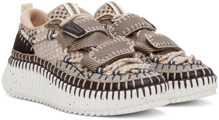 Chloé Beige Nama Velcro Sneakers Chloe