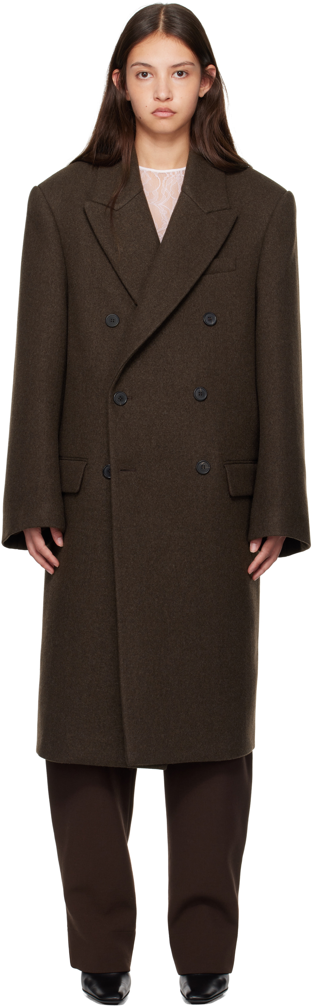 WARDROBE.NYC Brown Hailey Bieber Edition HB Coat WARDROBE.NYC