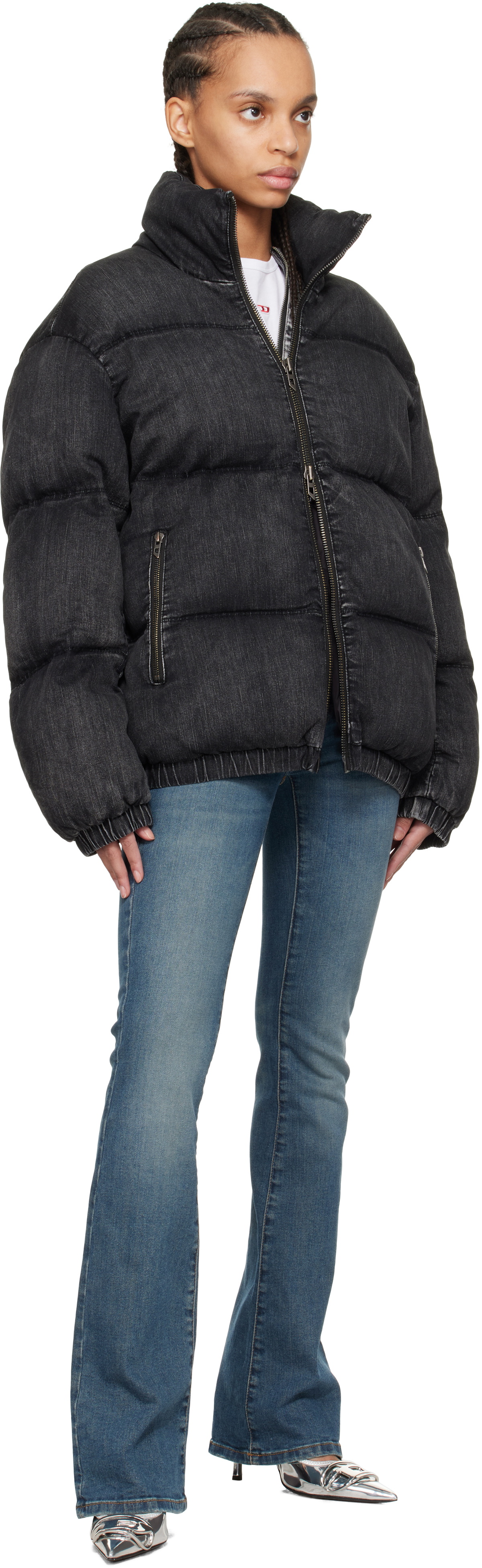 Diesel Black W-Mons-A Denim Puffer Jacket Diesel