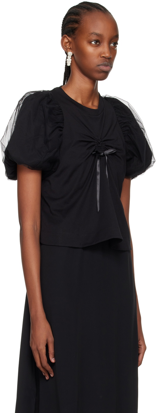 Simone Rocha Black Ruched T-Shirt Simone Rocha