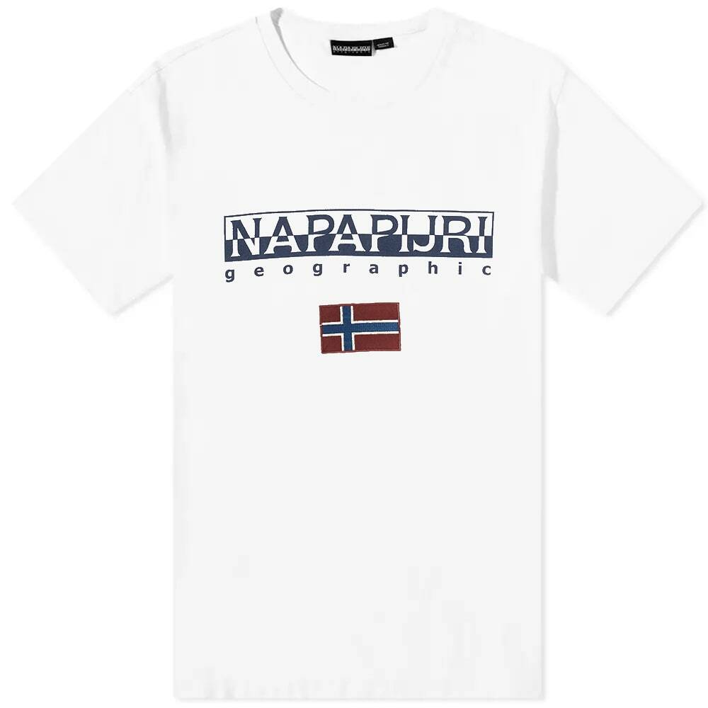 Napapijri Men's Logo Flag T-Shirt in White Napapijri