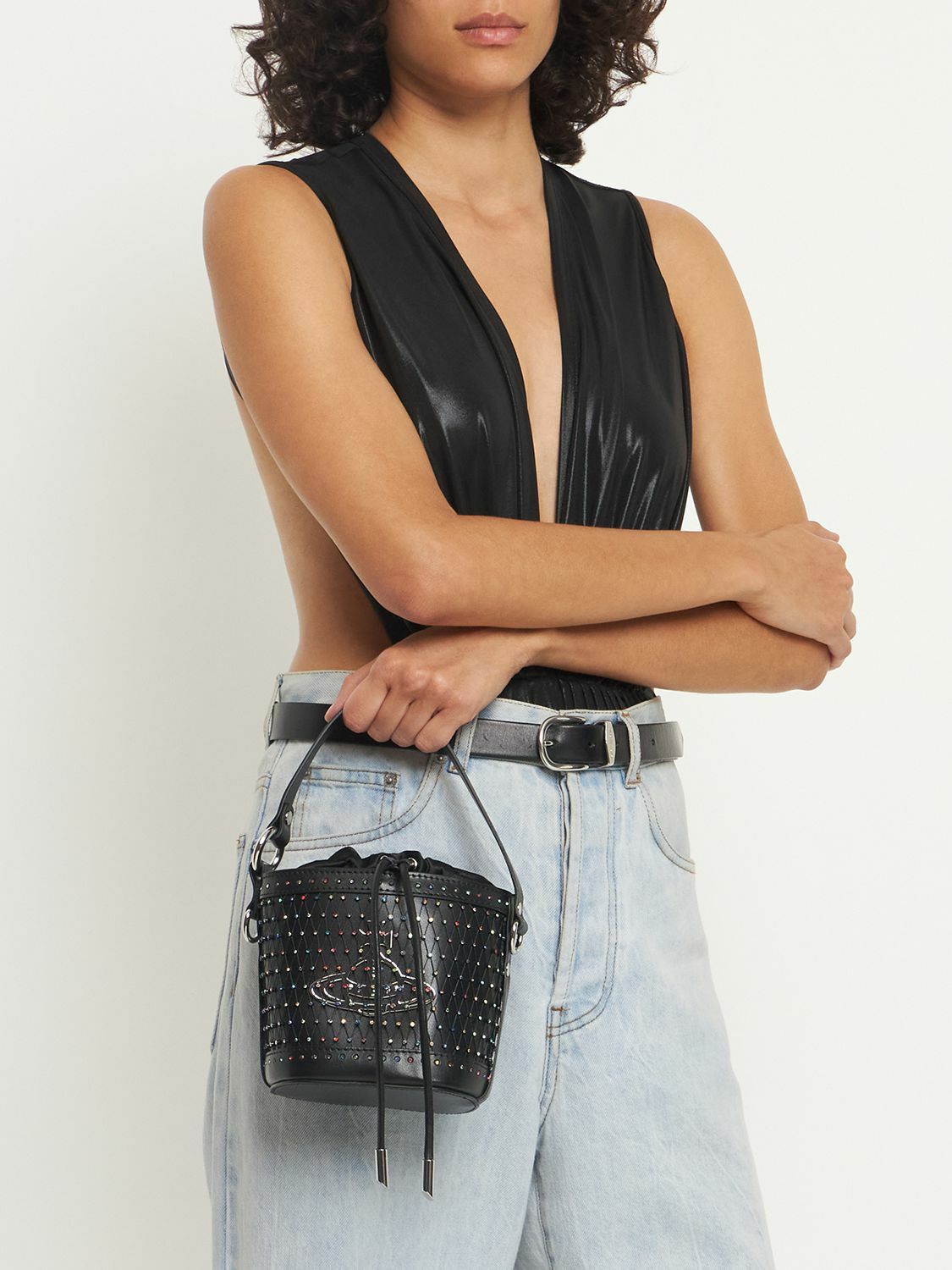 VIVIENNE WESTWOOD - Daisy Leather & Crystal Bucket Bag Vivienne Westwood