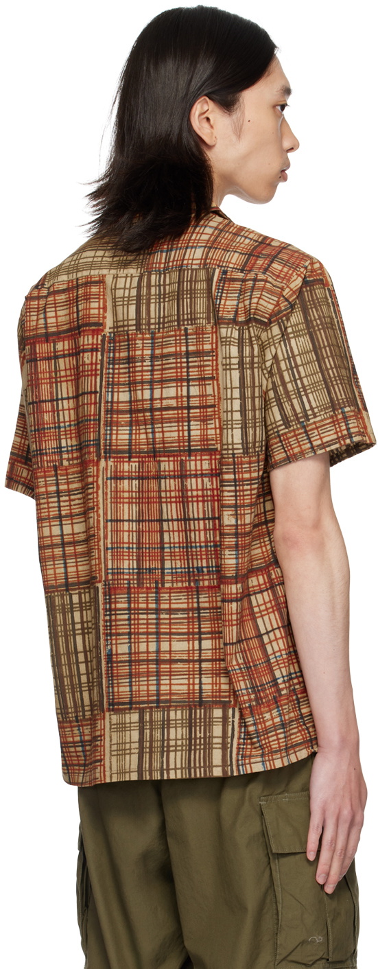 BEAMS PLUS Brown Block Print Shirt Beams Plus