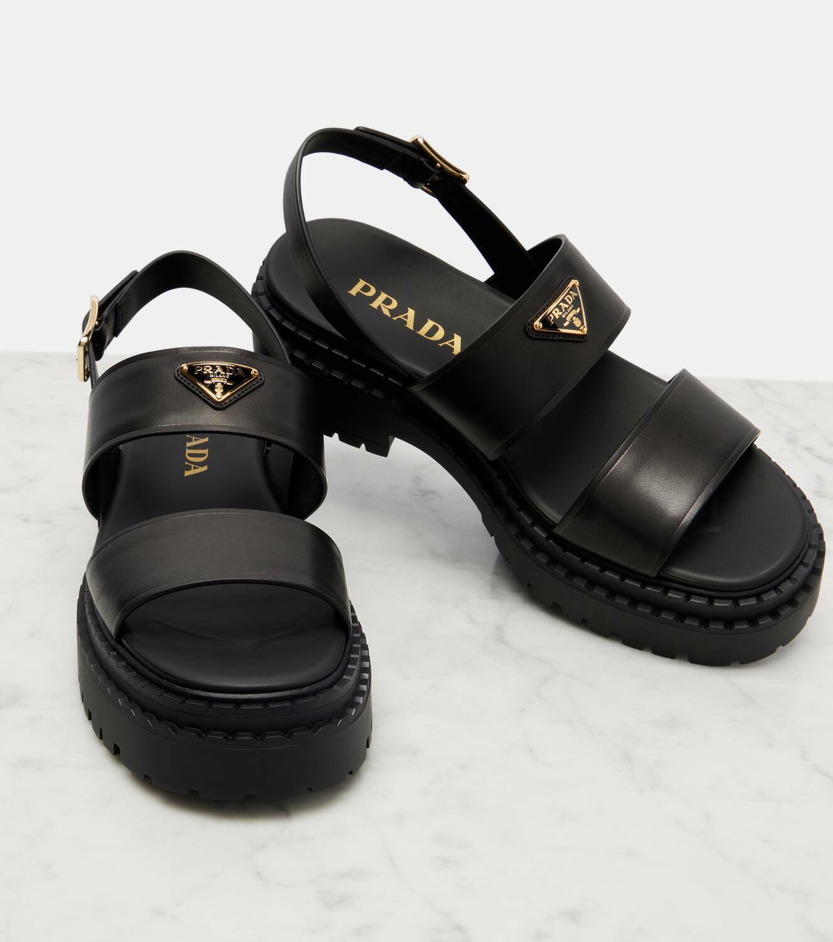 Prada Logo leather sandals Prada