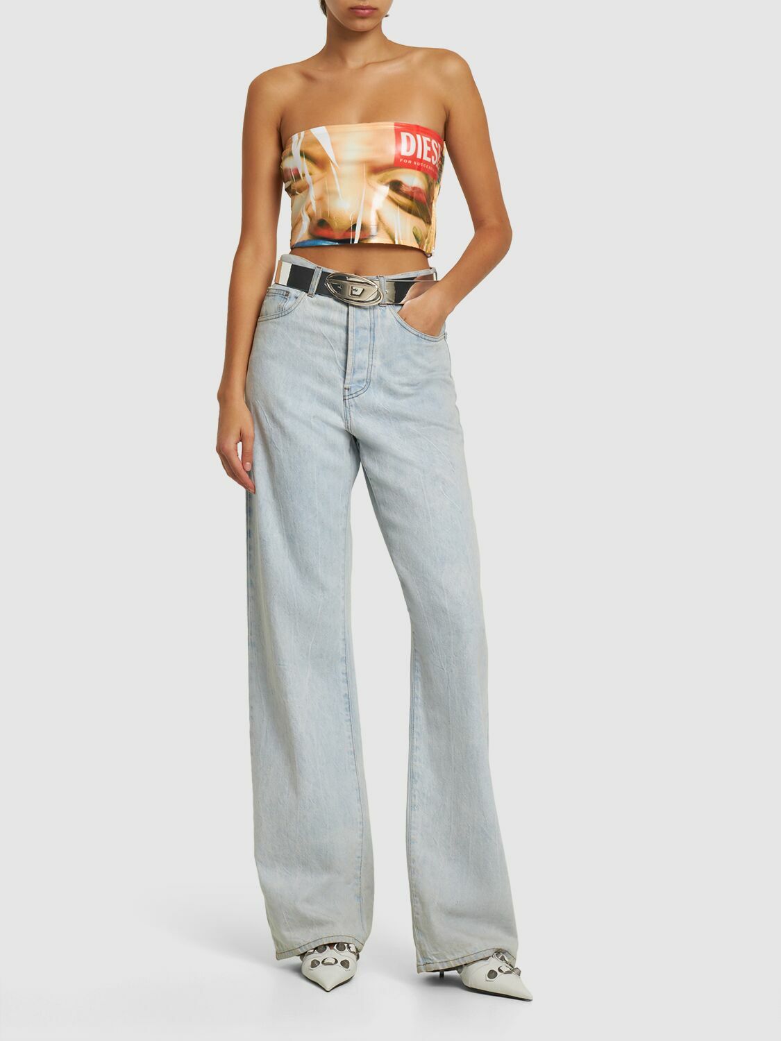 DIESEL - Printed Stretch Jersey Crop Top Diesel