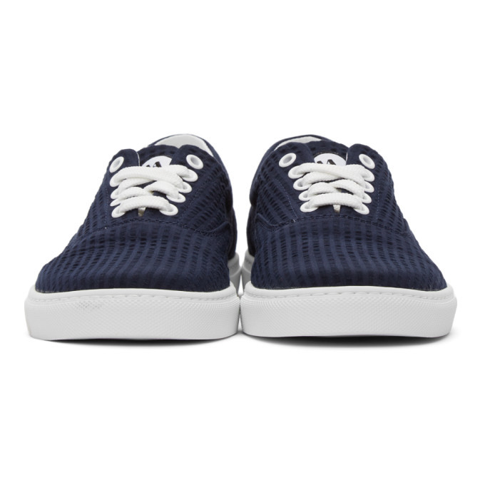 DOPPIAA Navy Seersucker Aarox Sneakers DOPPIAA
