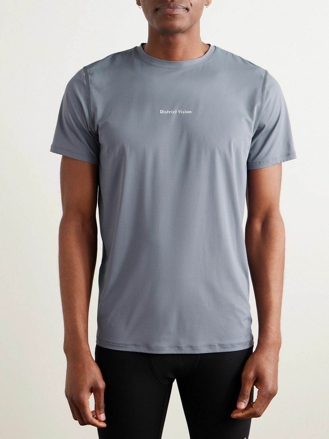 DISTRICT VISION - Logo-Print Perforated Aloe Stretch-Jersey T-Shirt ...