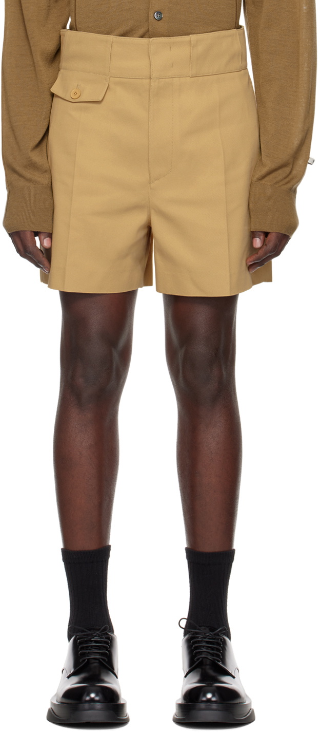 Recto Beige Pin Tuck Shorts Recto