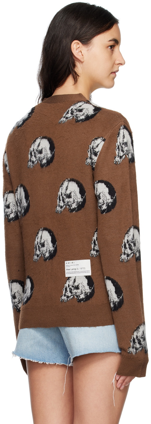 AMIRI Brown Wes Lang Edition Repeat Skull Cardigan Amiri