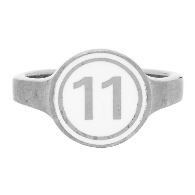 Maison Margiela Silver Enamelled Logo Ring Maison Margiela