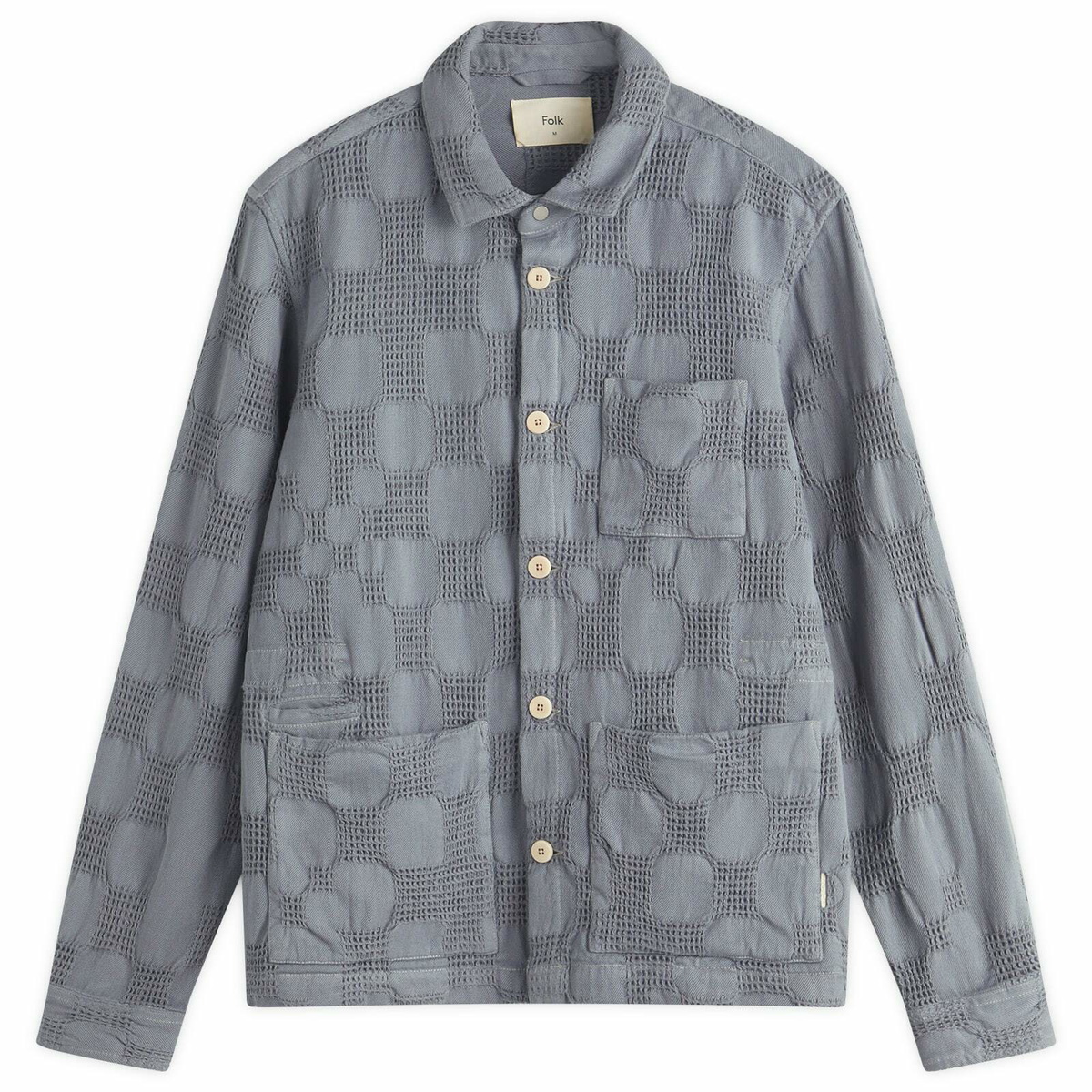 Folk Men's Waffle Assembly Jacket in Soft Blue Folk
