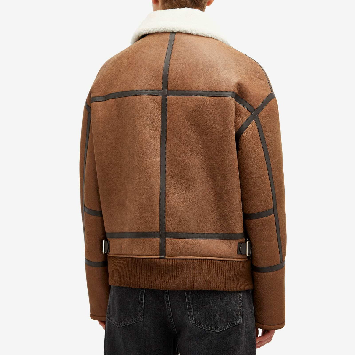 Loewe Men's Shearling Aviator Jacket in White/Camel Loewe