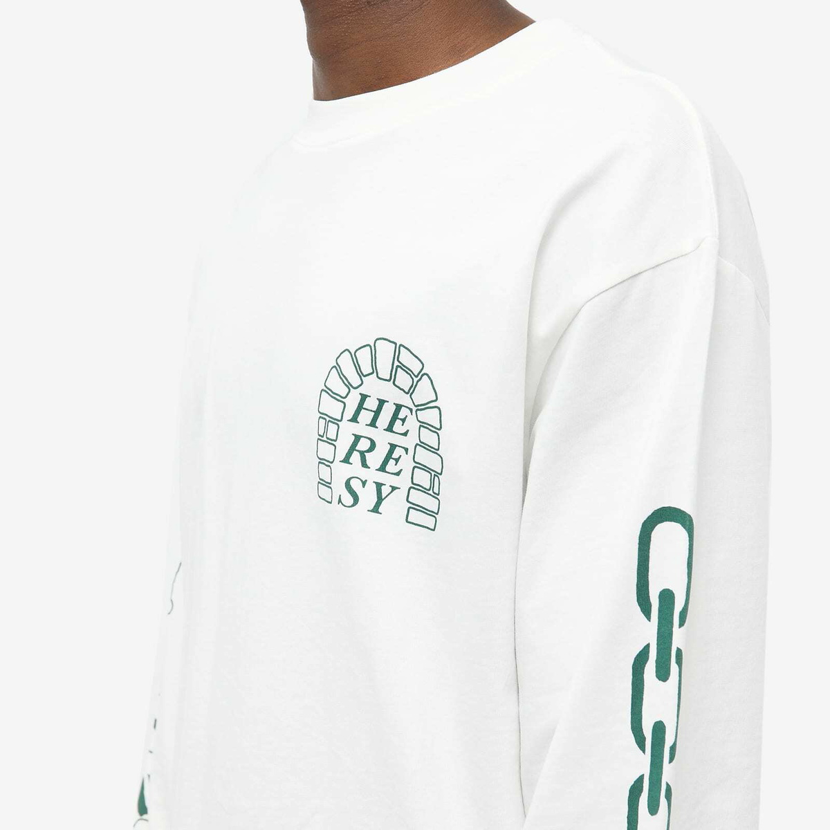 Heresy Men's Long Sleeve Green Knight T-Shirt in Ecru Heresy