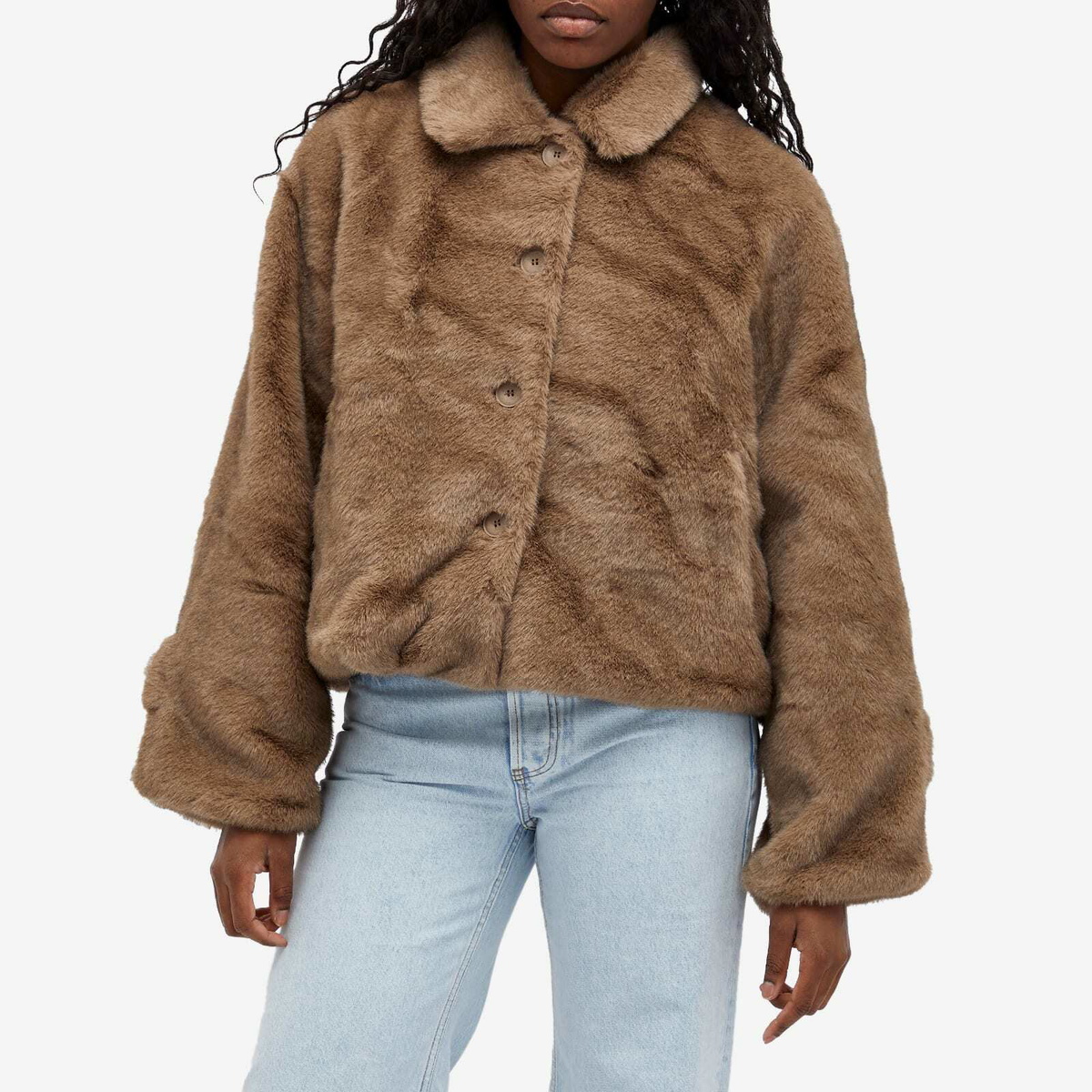 Meotine Women's Kelly Faux Fur Jacket in Light Brown Meotine