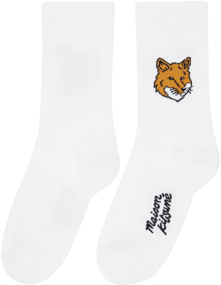 Maison Kitsuné White Fox Head Socks Maison Kitsune