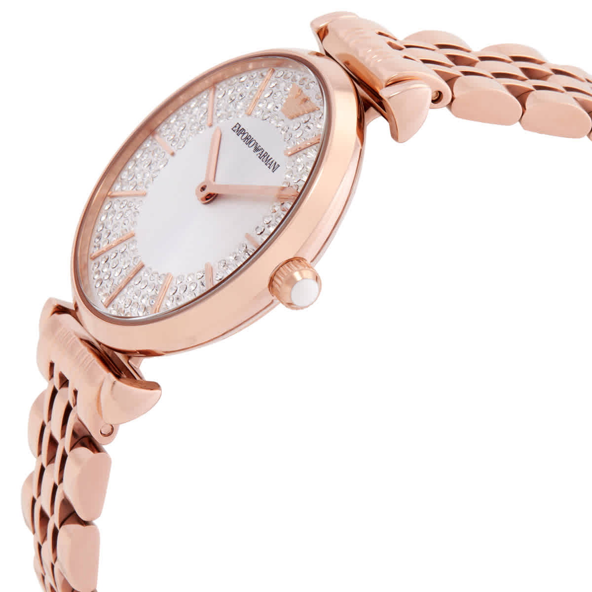 Emporio Armani Gianni T-bar Quartz Crystal Silver Dial Ladies Watch ...