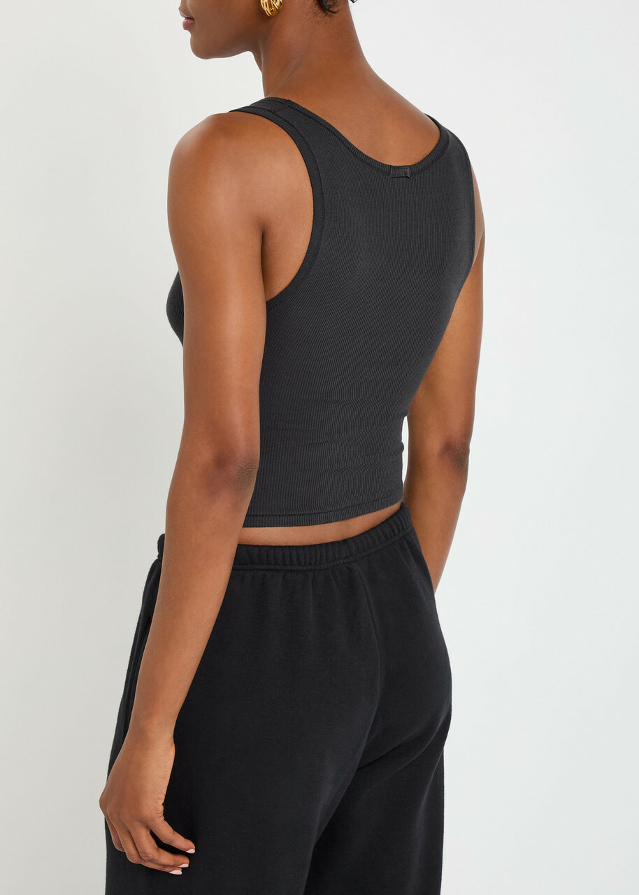 Skims Ribbed Stretch-cotton Tank Black SKIMS