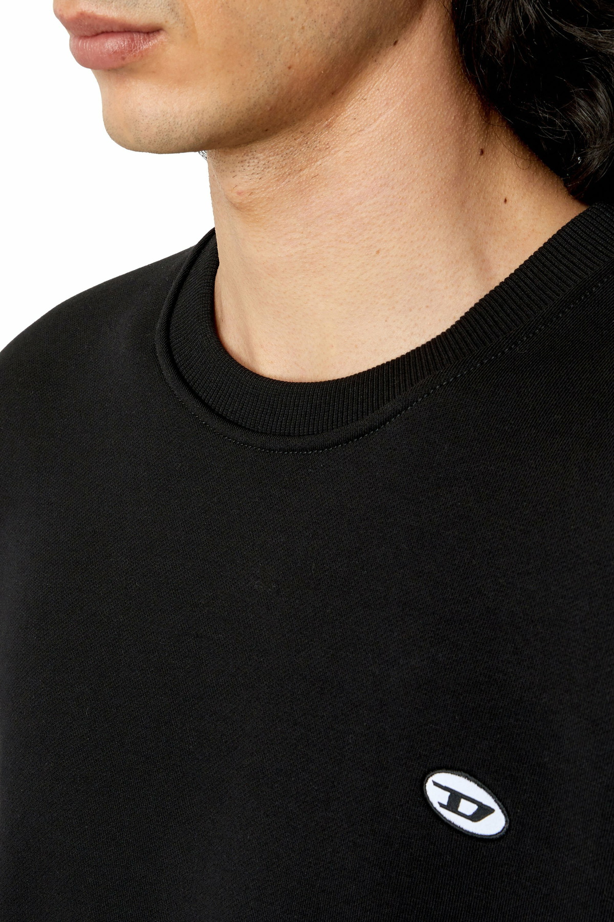 Diesel Sweatshirt with oval D patch - Sweaters Mens in Black Diesel