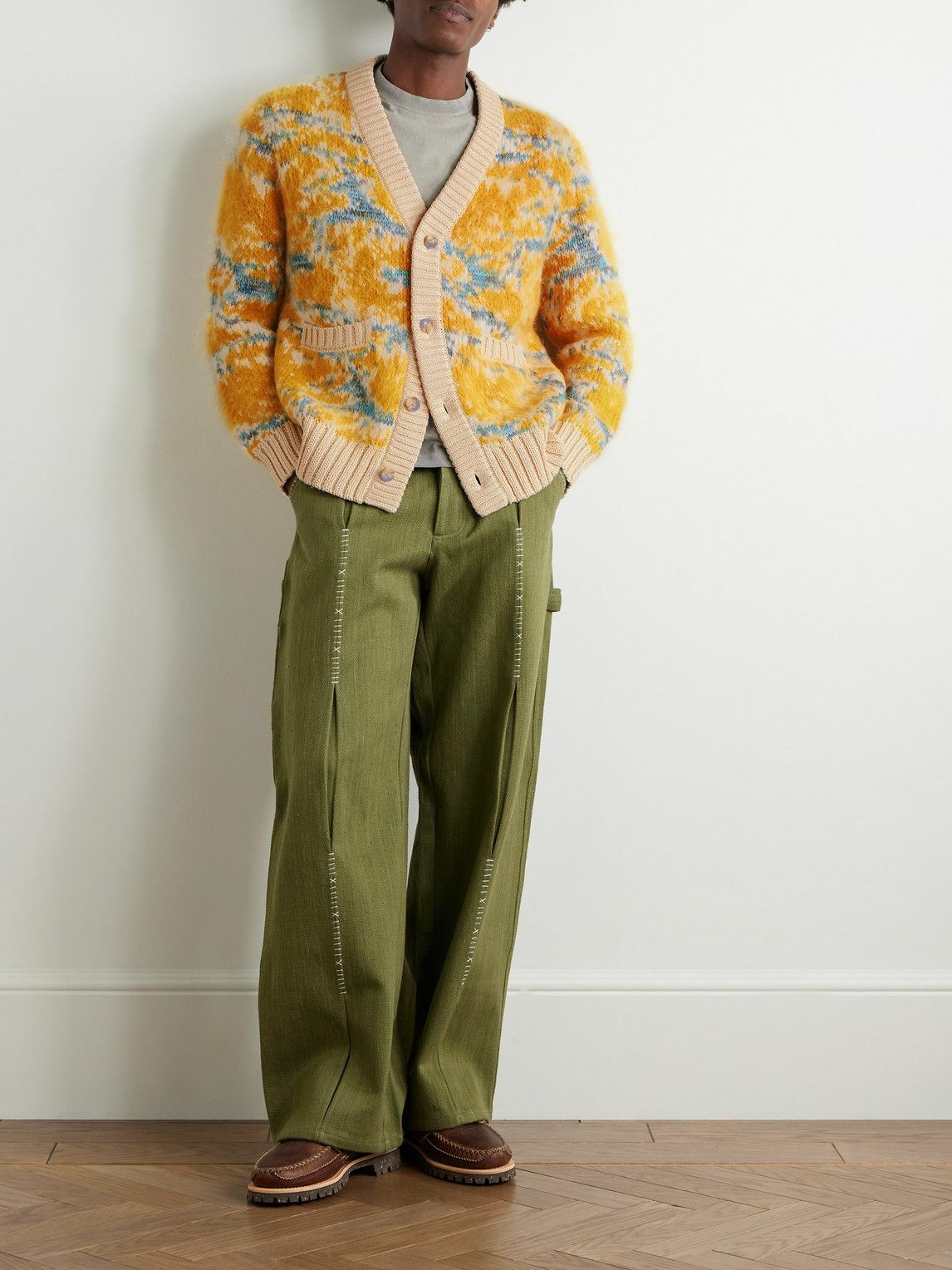 Corridor - Jacquard-Knit Cotton-Blend Cardigan - Yellow Corridor