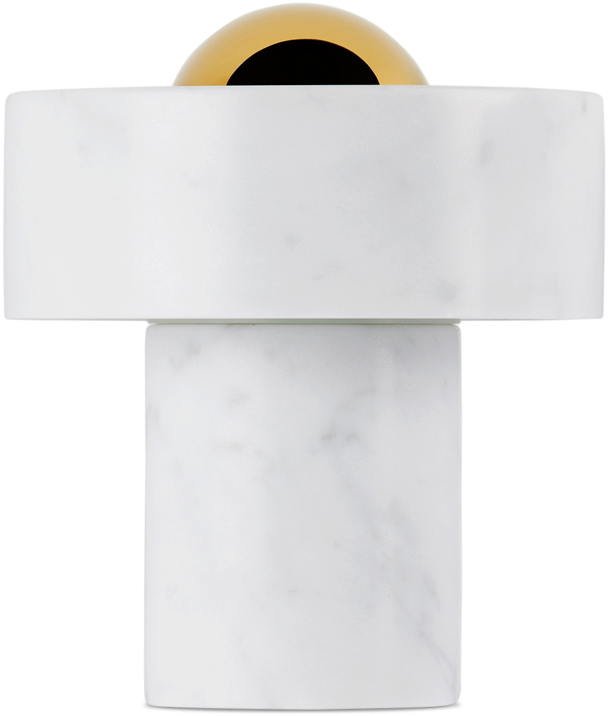 Tom Dixon White & Gold Stone Portable LED Lamp Tom Dixon
