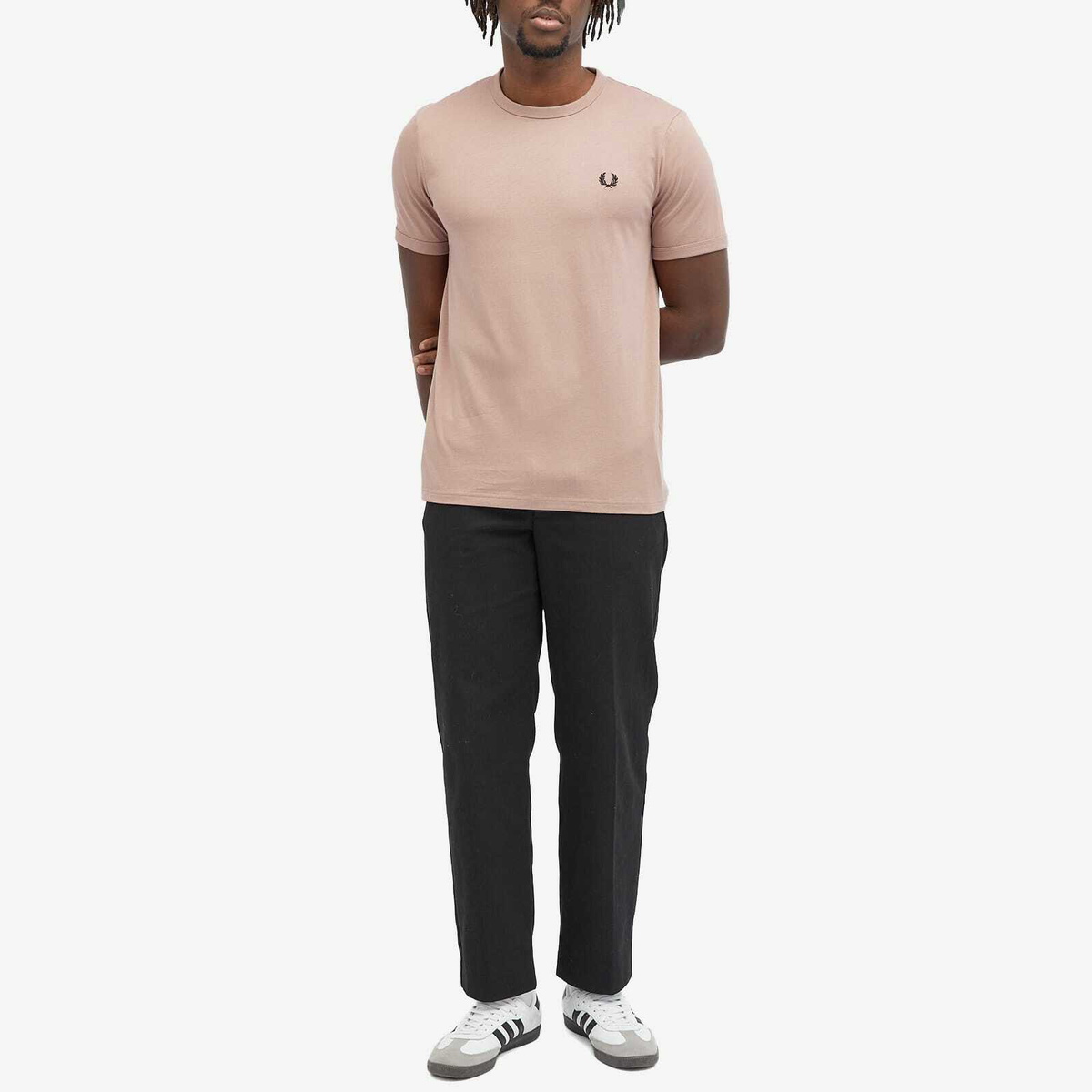 Fred Perry Men's Ringer T-Shirt in Dark Pink Fred Perry