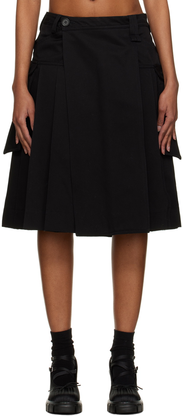Simone Rocha Black Pleated Midi Skirt Simone Rocha