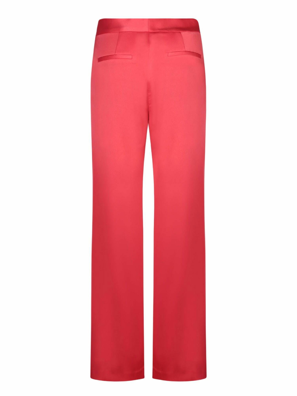 Alice + Olivia Red Satin Wide Leg Trousers Alice + Olivia