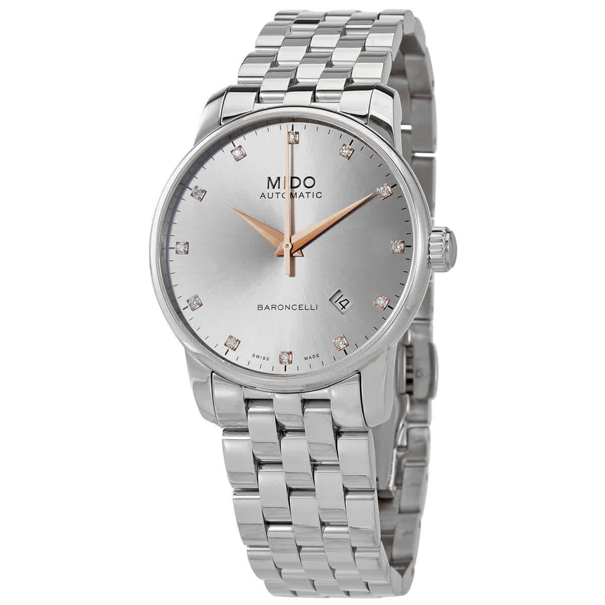 Mido Baroncelli Automatic Diamond Rhodium Dial Mens Watch M86004671 Mido