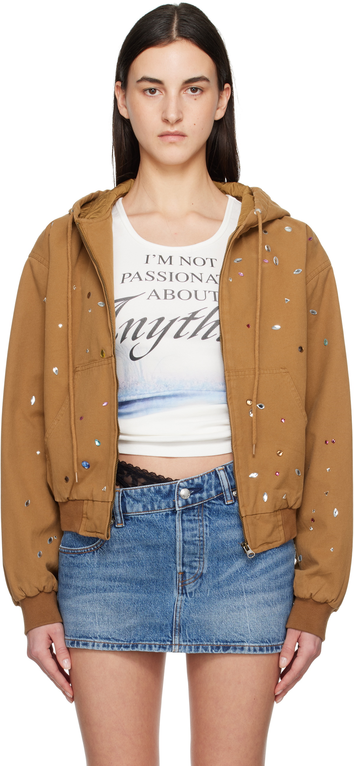 Praying Tan Bejewled Canvas Work Jacket Praying
