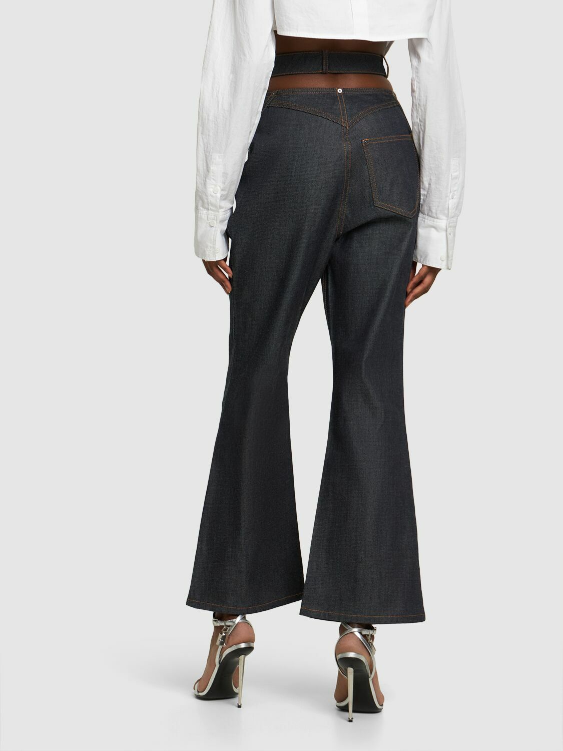 AREA - Butterfly Raw Cotton Denim Crop Jeans AREA