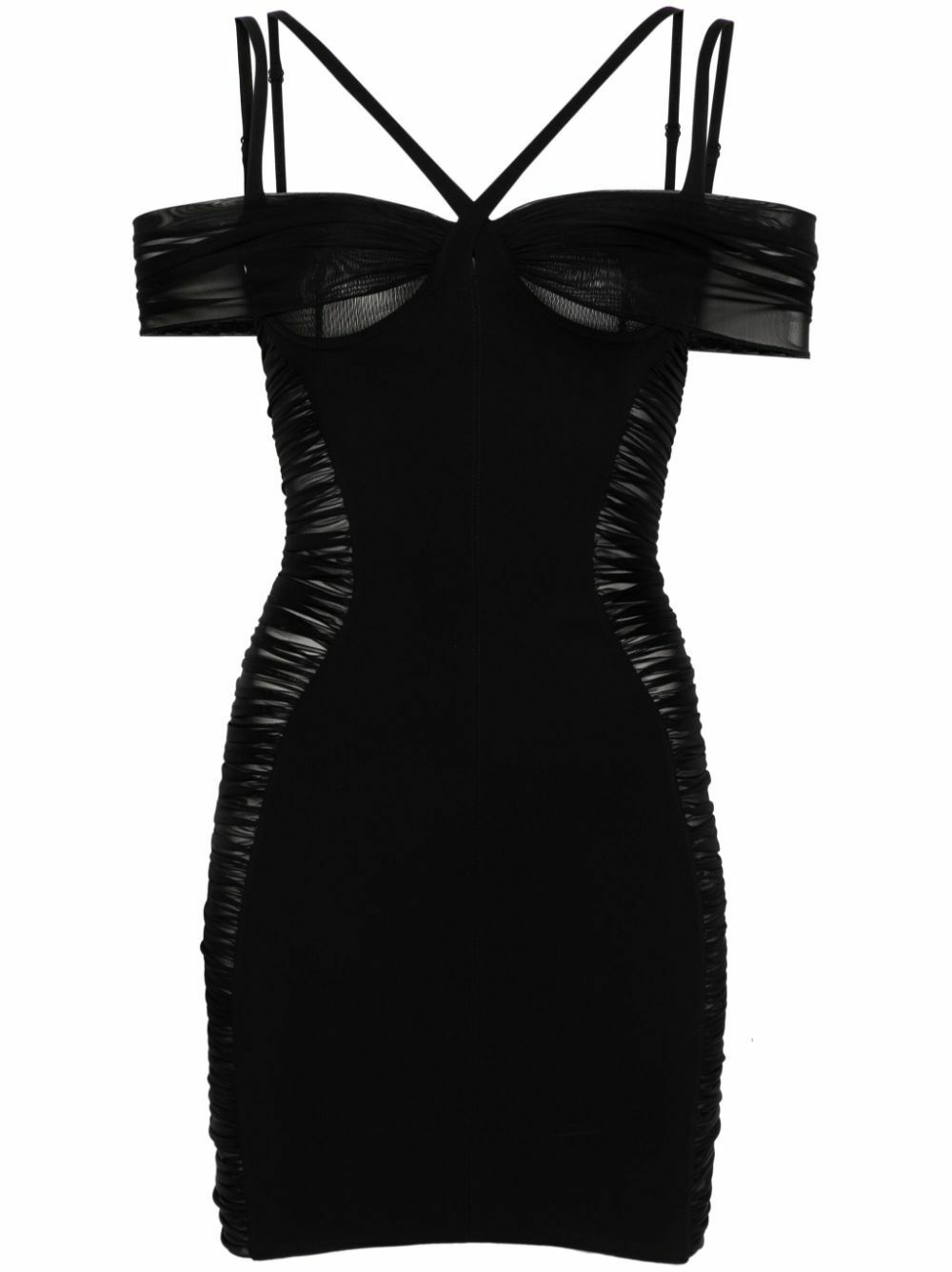 Mugler Black Ruched Panelled Mini Dress Mugler