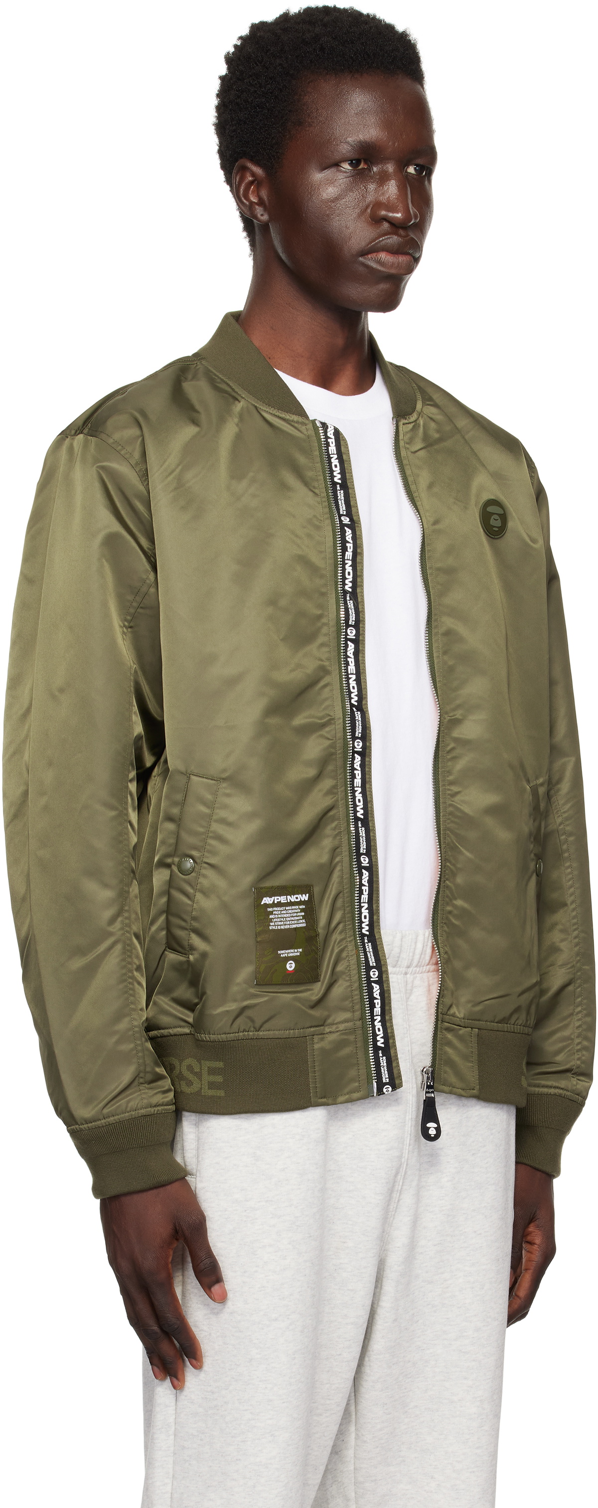 AAPE by A Bathing Ape Khaki 'AAPE Now' MA-1 Bomber Jacket AAPE by A ...