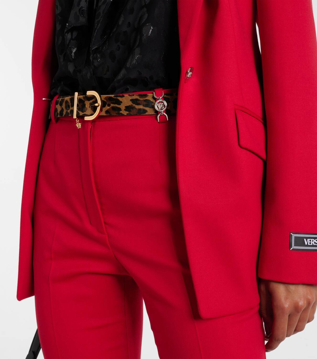 Versace Leopard-print calf hair belt Versace