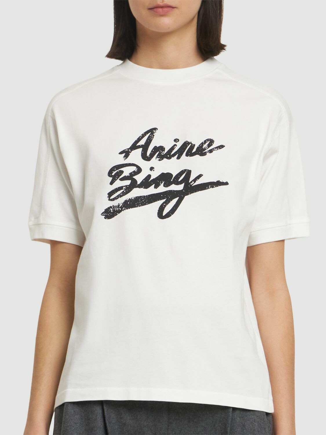ANINE BING Jaylin Logo Cotton Jersey T-shirt ANINE BING
