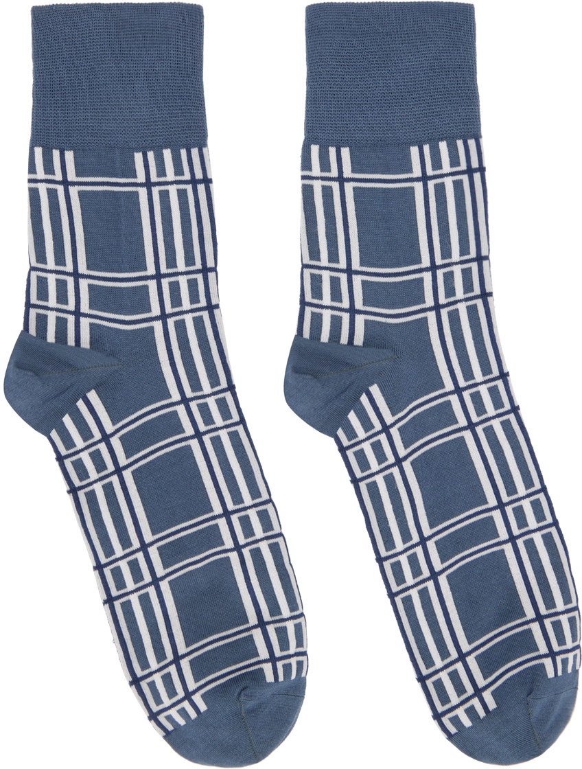 Thom Browne Blue Check Socks Thom Browne