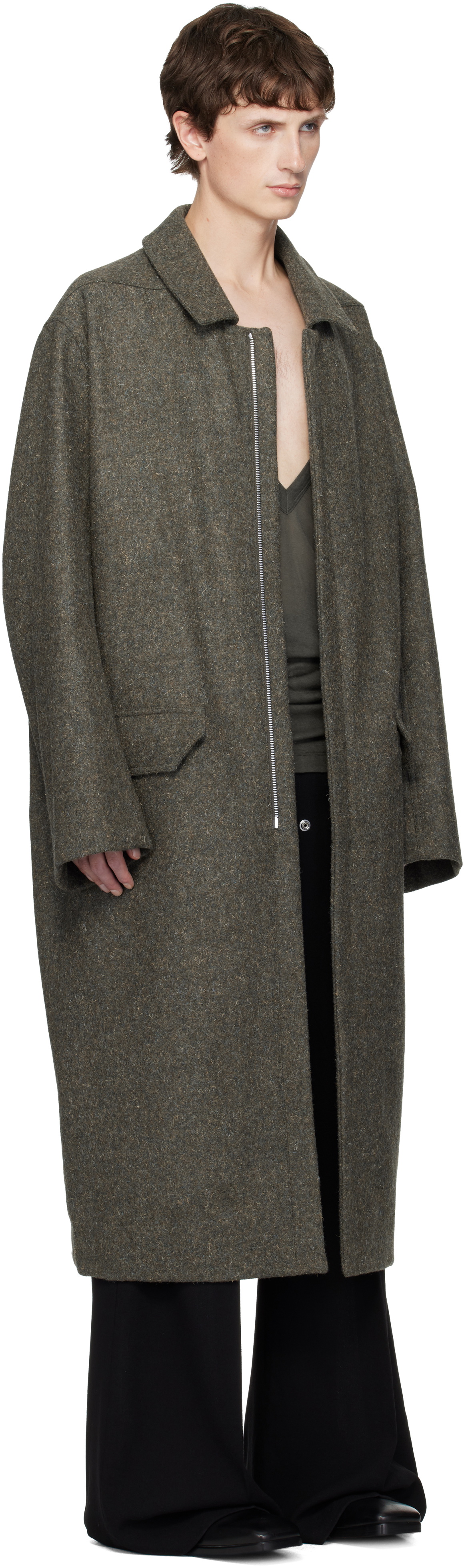 Rick Owens Khaki Concordians Jumbo Mac Coat Rick Owens