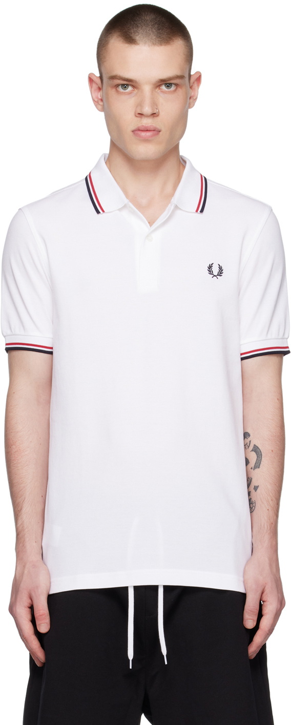 Fred Perry White Twin Tipped Polo Fred Perry