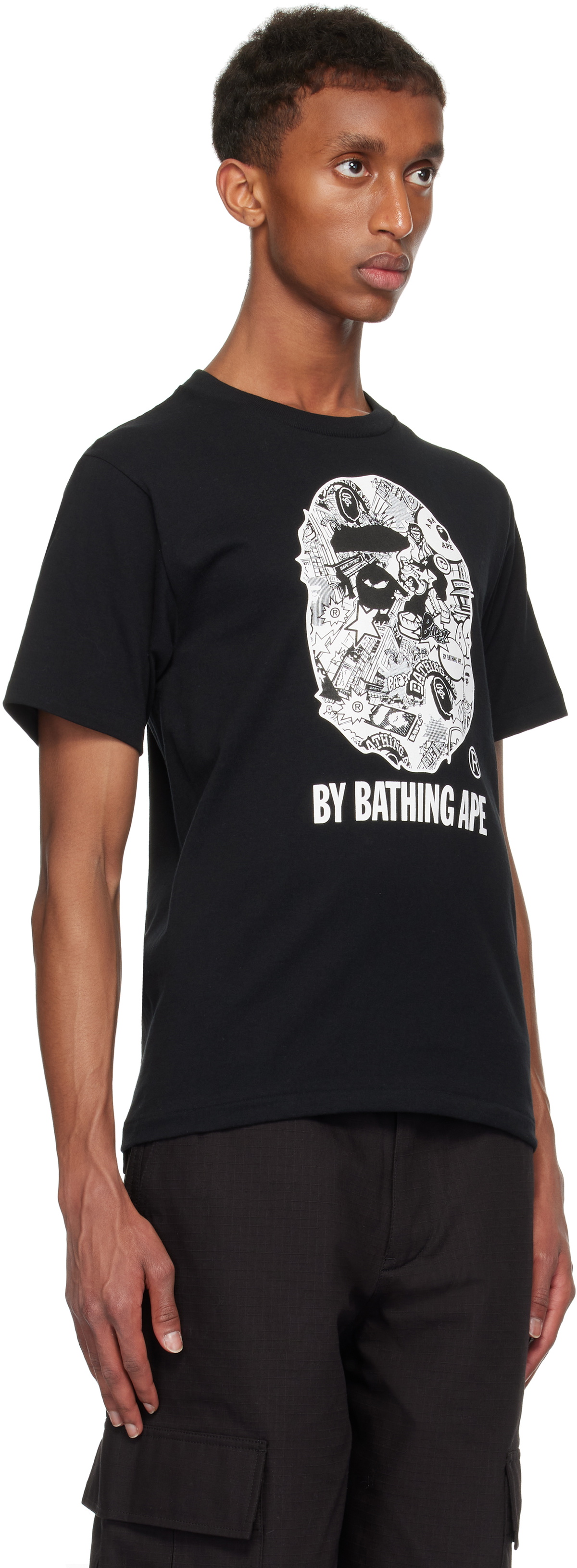 BAPE Black Comic Art Ape Head T-shirt A Bathing Ape