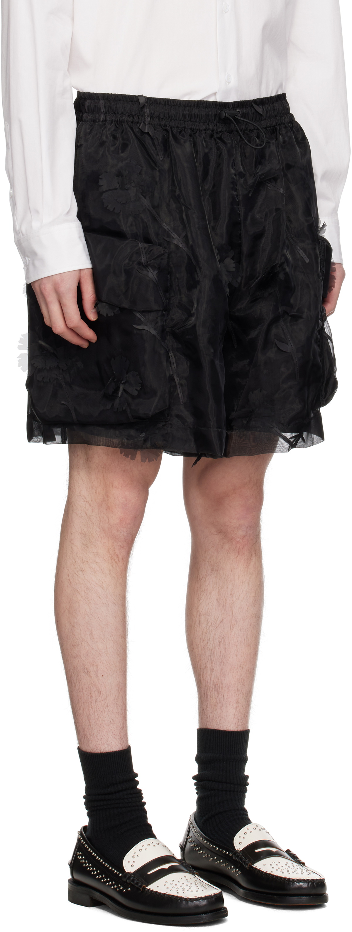 Simone Rocha Black Layered Flap Cargo Shorts Simone Rocha